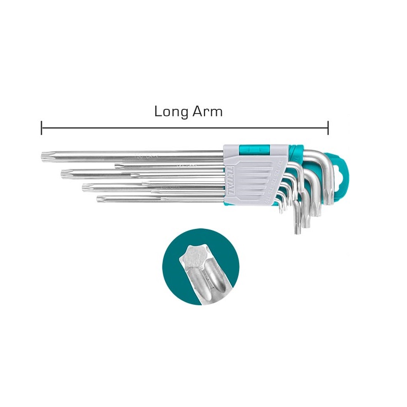 9Pcs Industrial Torx Key T10-T50 Extra-long Arm, TOTAL TOOLS | Altiven Power Tools